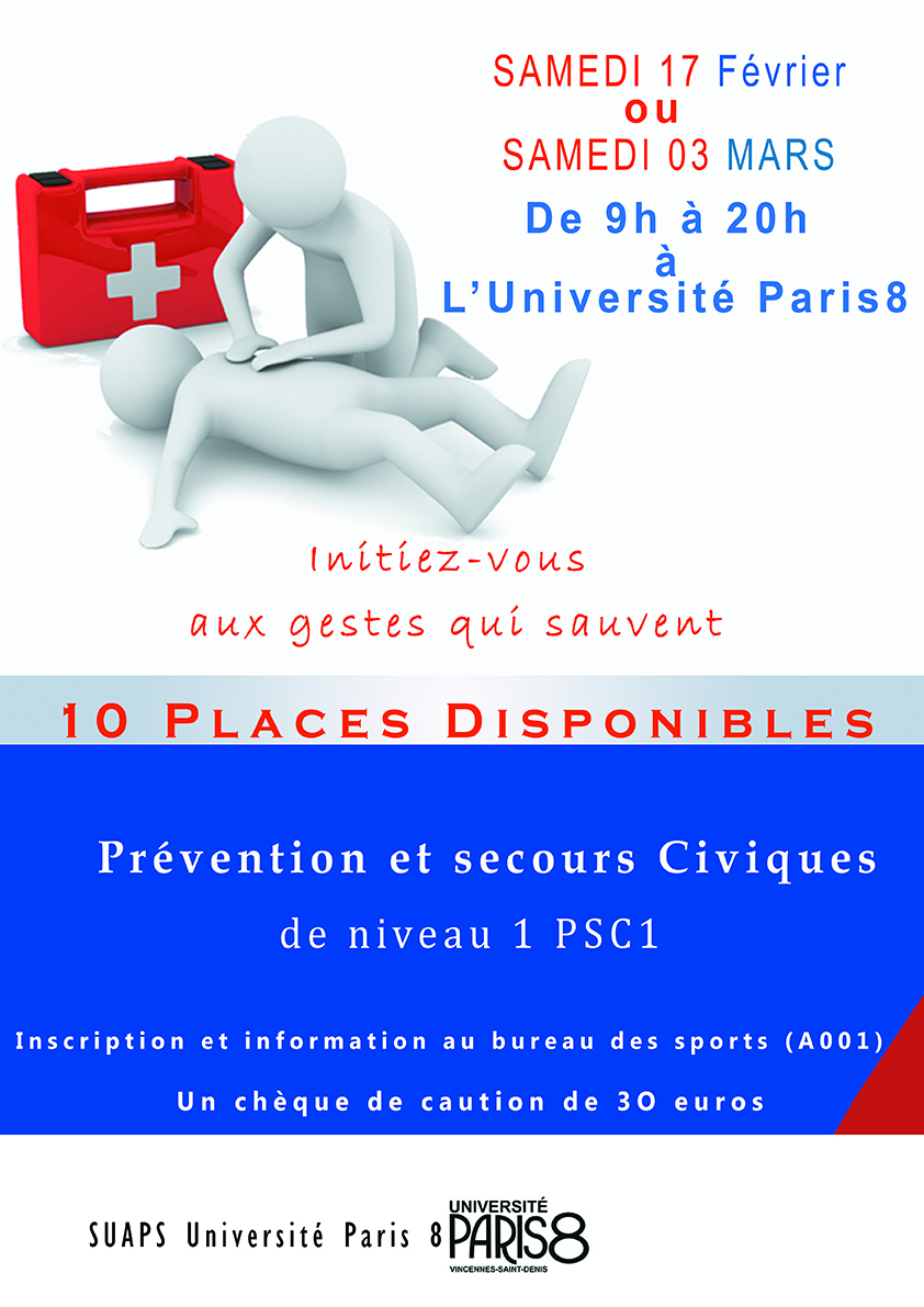 Formations secourisme proposées par le SUAPS - Université Paris 8